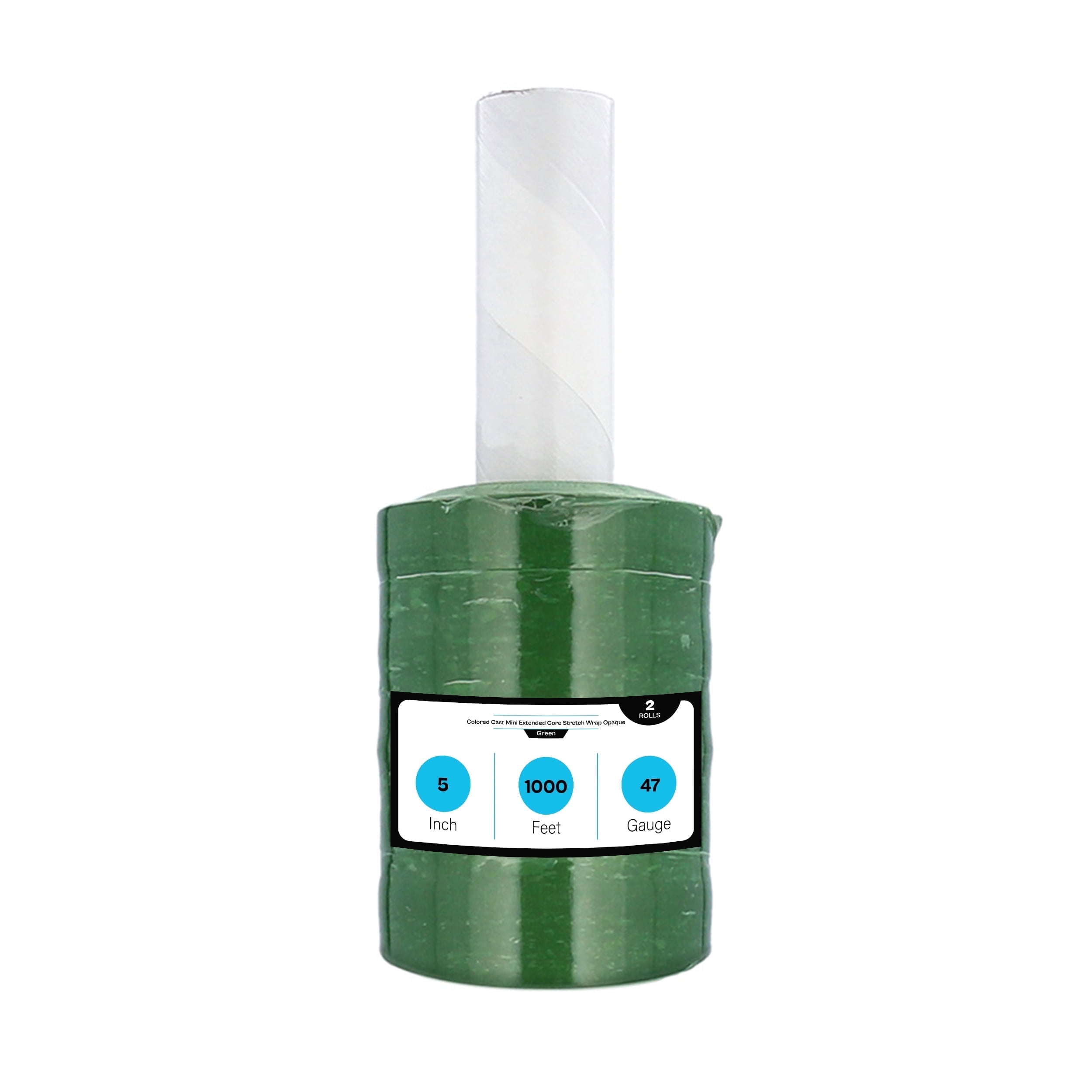 MMBM Mini Stretch Wrap with Handles 5" x 1000' 47 Gauge 2 Rolls Green ...