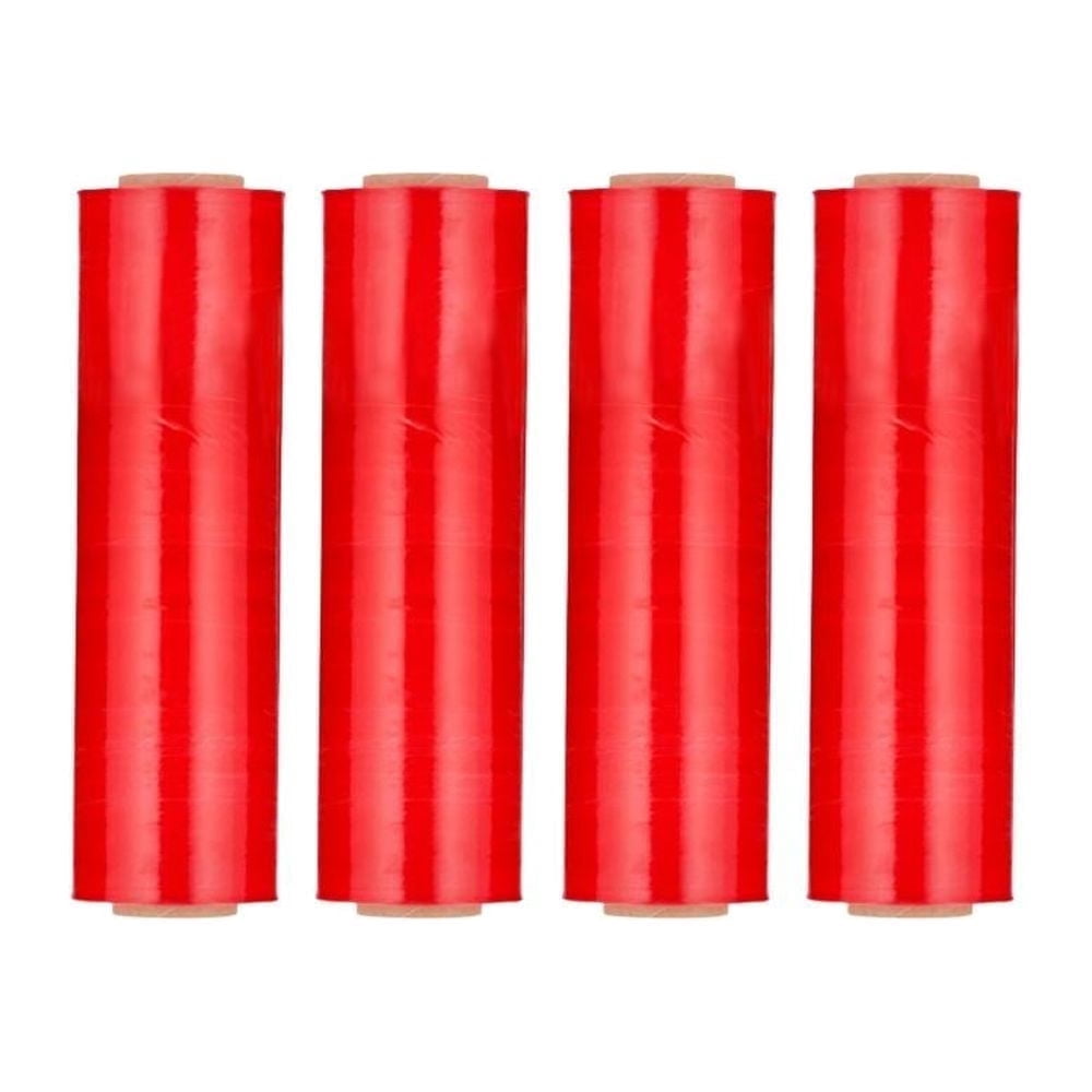 MMBM Hand Stretch Wrap Red Tinted 18" x 1500' 4 Rolls 63 Gauge Plastic ...