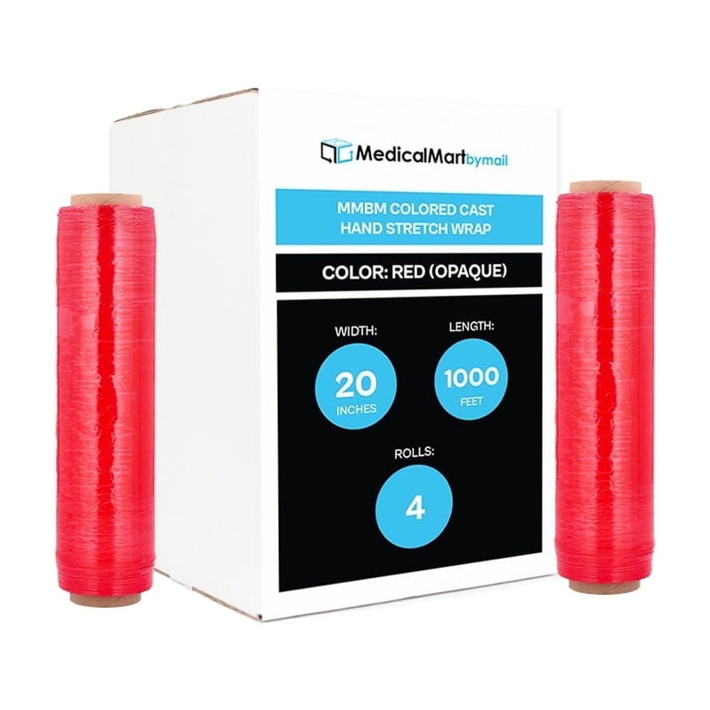 MMBM Red Cast Stretch Wrap 20" x 1000' 4 Rolls Opaque Film for ...