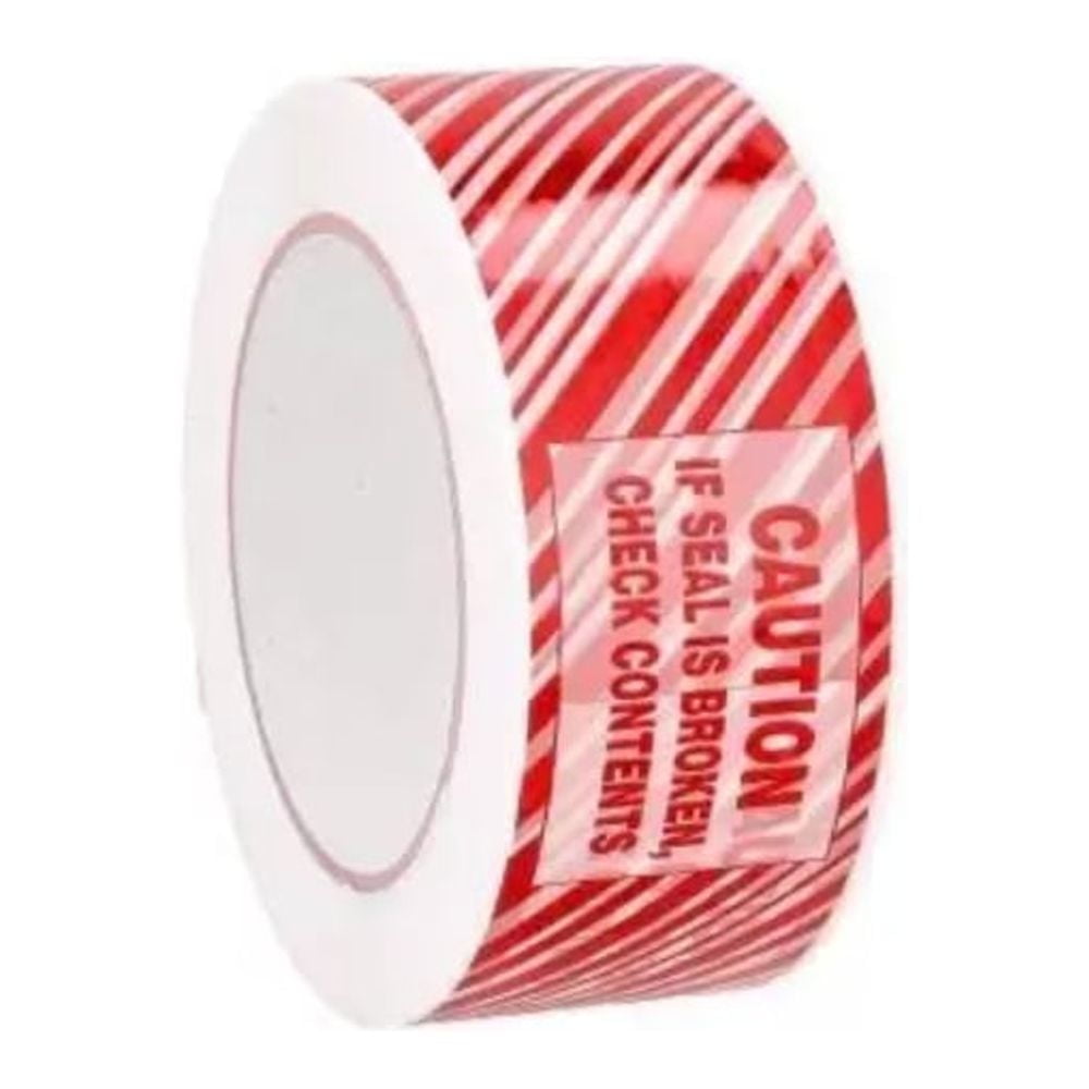 MMBM 72 Rolls - 1.9 Mil - Tamper Evident Hot Melt Adhesive Security Tape, Red Stripes, Red/White ...