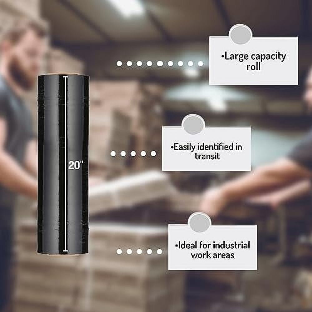 MMBM Black Stretch Wrap, 20 Inch x 5000 Feet, 80 Gauge, 2 Pack, Colored ...