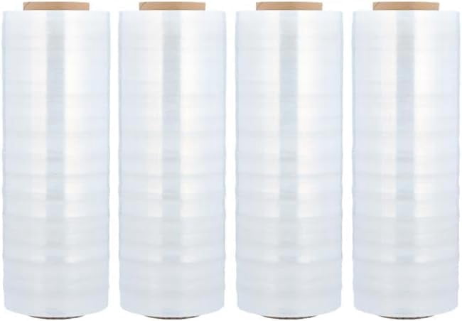 MMBM Cast Hand Wrap 12" x 1500' 8 Rolls 80 Gauge Clear Plastic Shrink ...