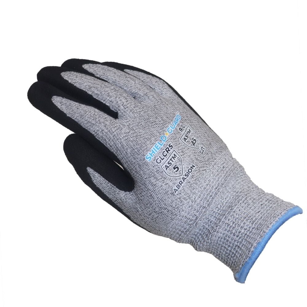 MMBM Cut Resistant Gloves Grey/Black w/ Blue Cuff Grey/Black 13 Gauge ...