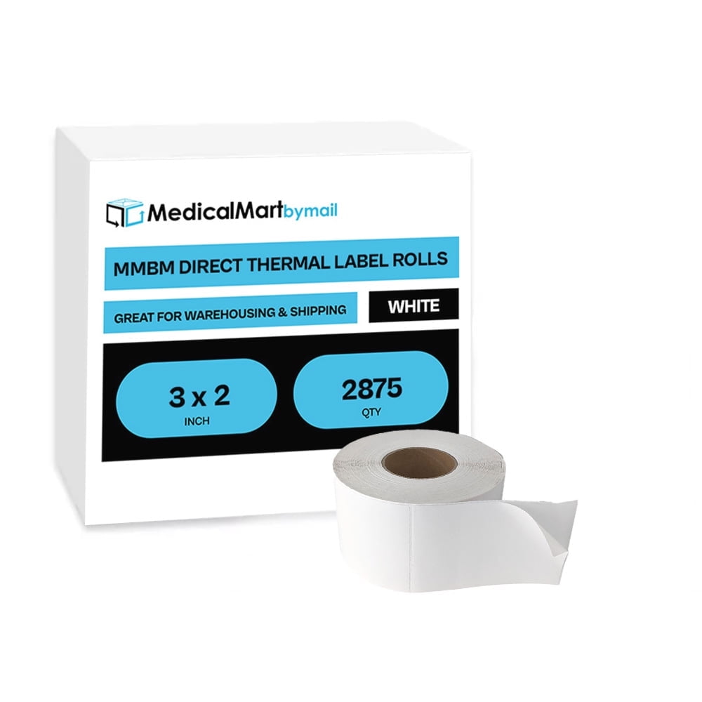 MMBM Direct Thermal Labels, 3x2 Inch, 4 Rolls, 2875 Labels/Roll, 3 Inch ...
