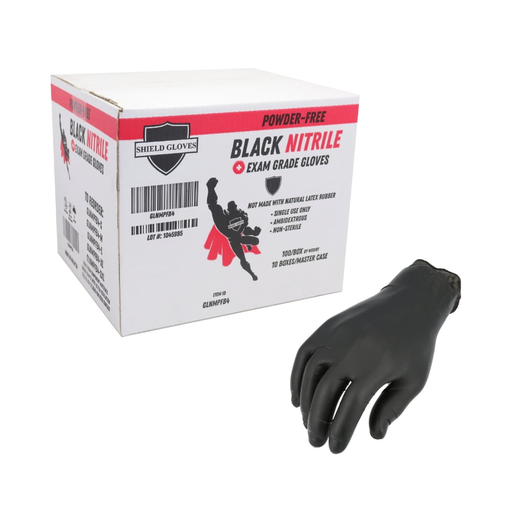 MMBM Medical Exam Nitrile Gloves, Black, Large, 4 Mil, 1000 Count ...