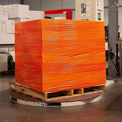 MMBM Orange Stretch Wrap, 20 Inch x 5000 Feet, 80 Gauge, 1 Pack, Colored Plastic Cling, Machine ...