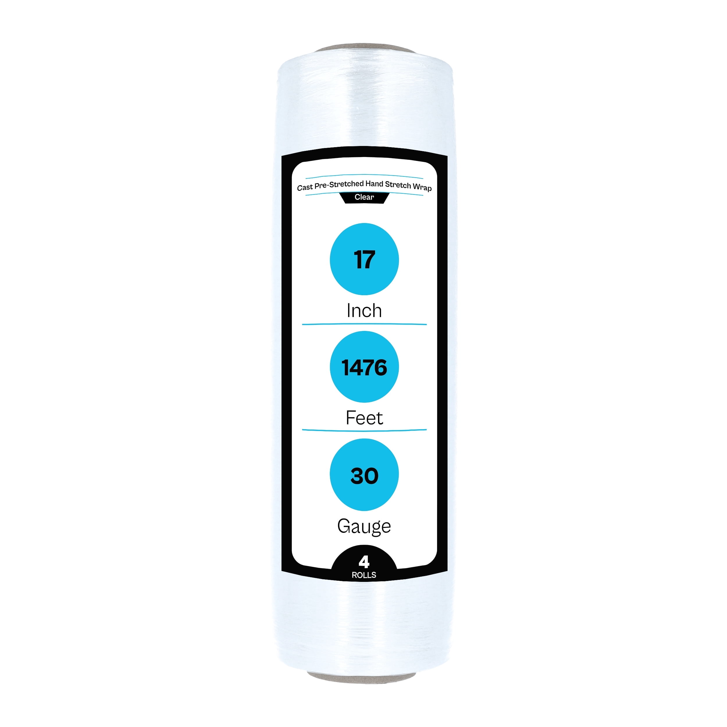 MMBM Pre Stretch Wrap, 17 Inch x 1476 Feet, 30 Gauge, 4 Rolls, Clear ...