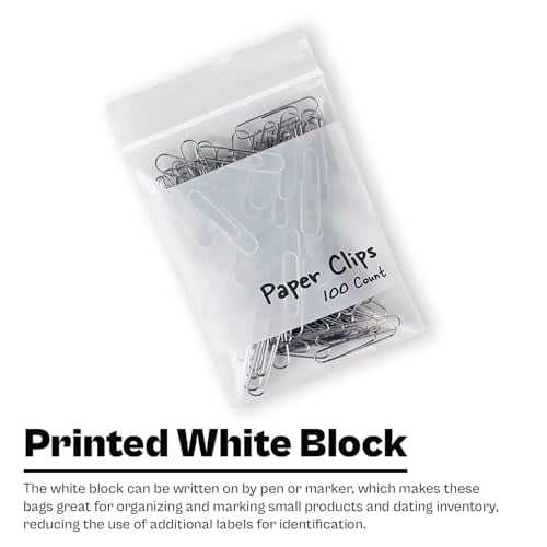 MMBM Resealable Poly Bag with White Block Label, 5x8 Inch, 2000 Pack, 2 ...