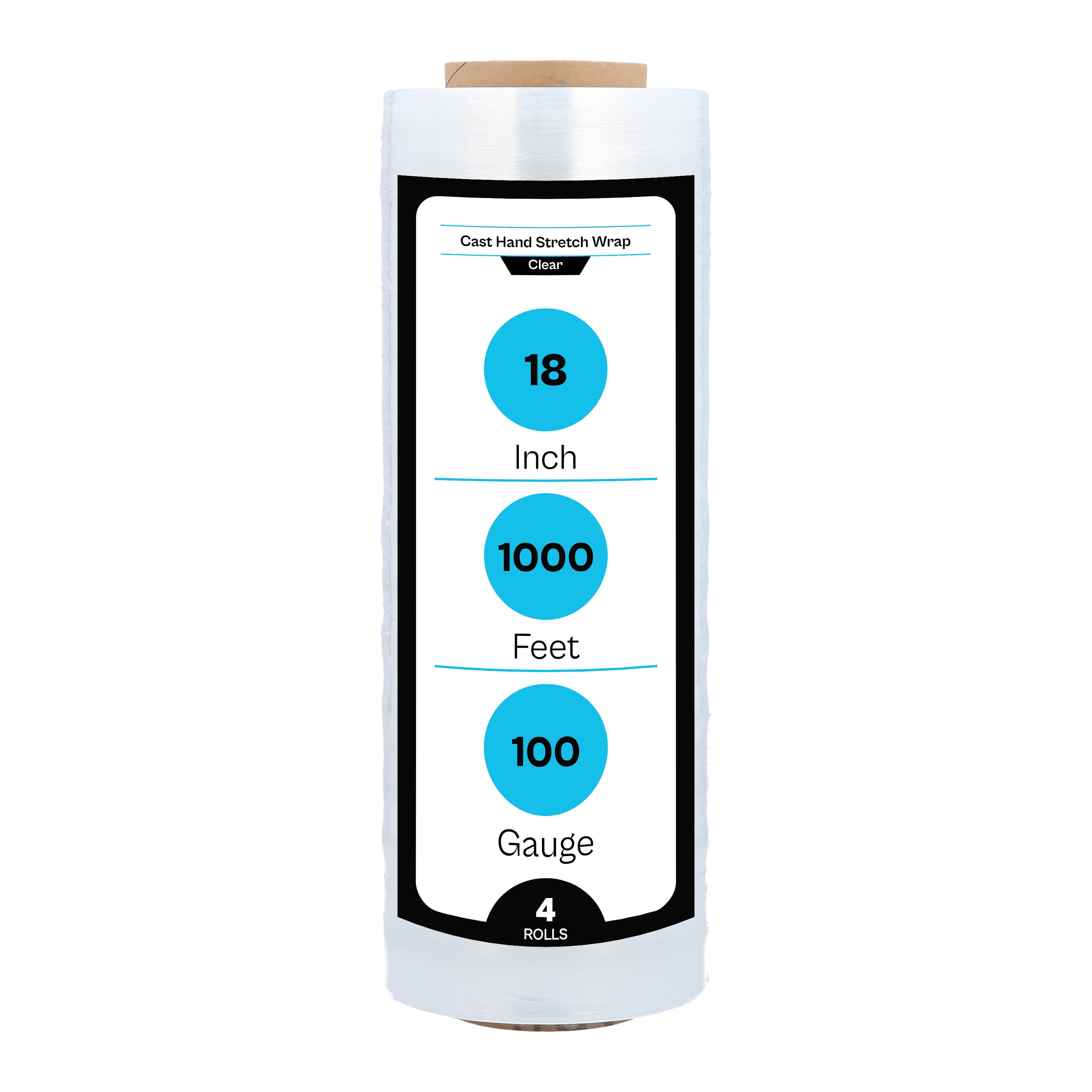 MMBM Stretch Wrap, 18 Inch x 1000 Feet, 100 Gauge, 4 Rolls, Clear ...