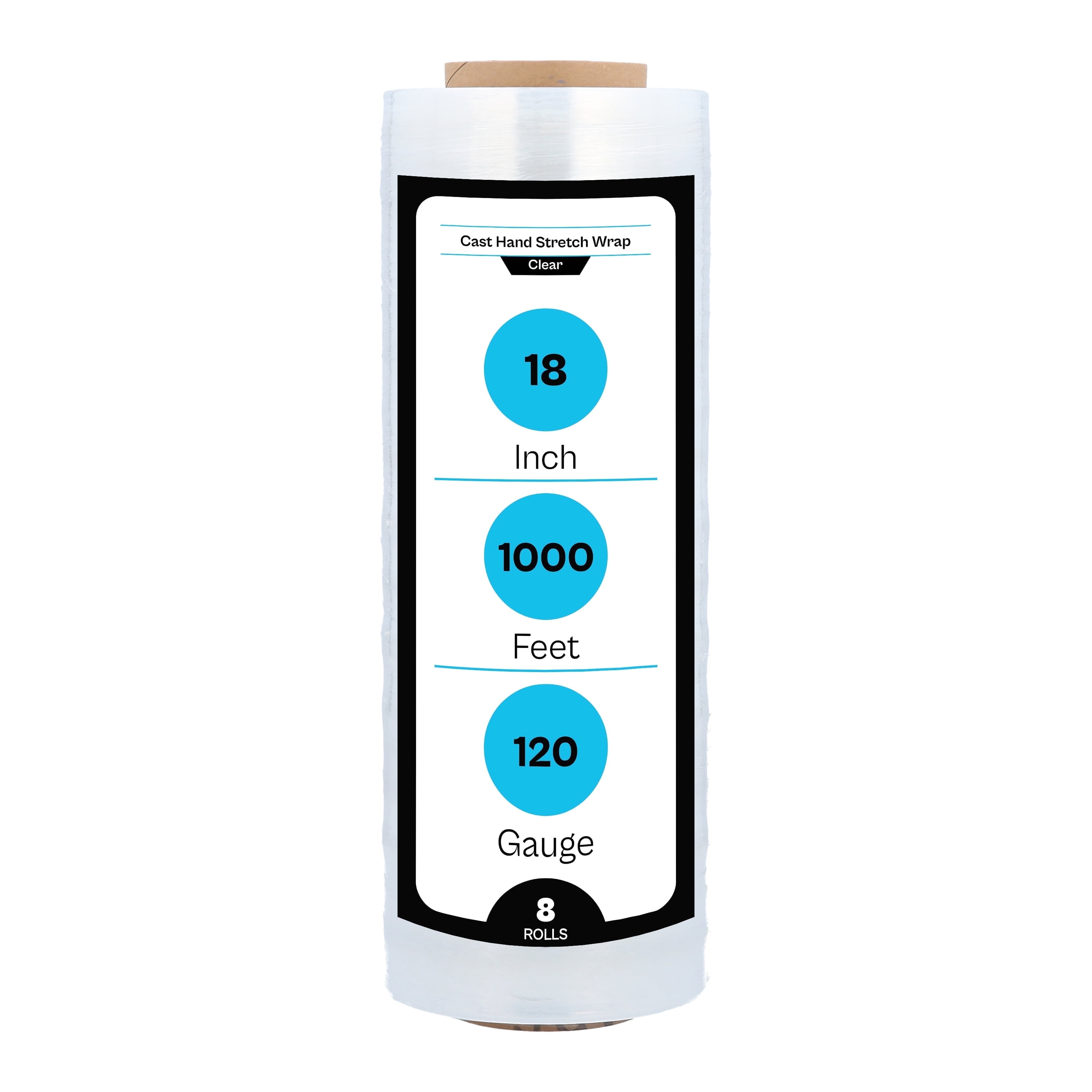 MMBM Stretch Wrap, 18 Inch x 1000 Feet, 120 Gauge, 8 Rolls, Clear ...