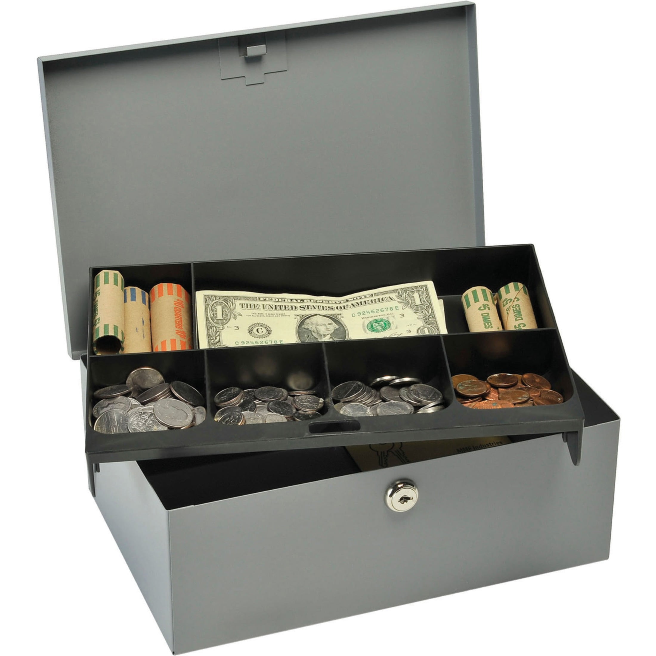 MMF, MMF221618201, Heavy-gauge Steel Cash Box with Lock, Gray - Walmart.com