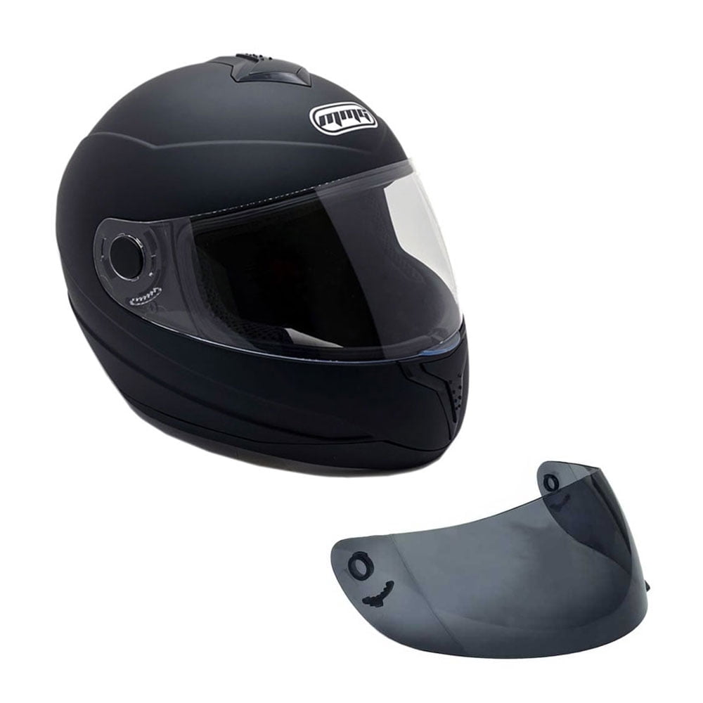 MMG Adult Full Face Helmet DOT – Matte Black X-LARGE (with Spare Shield ...
