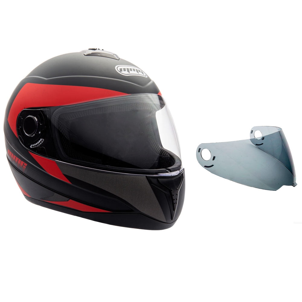 MMG Adult Motorcycle Full Face Helmet DOT with Spare Tinted Shield ...