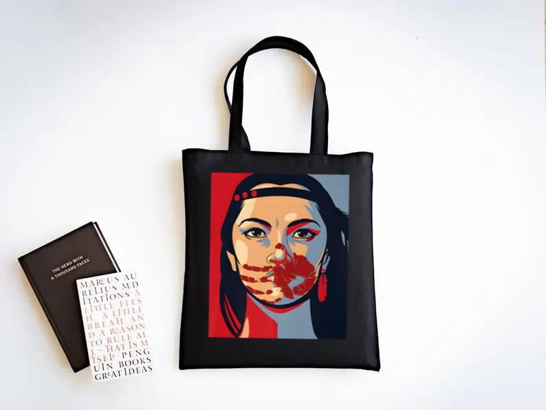 MMIW Awareness Indigenous Justice Native Rights Protest Art Red Tote ...