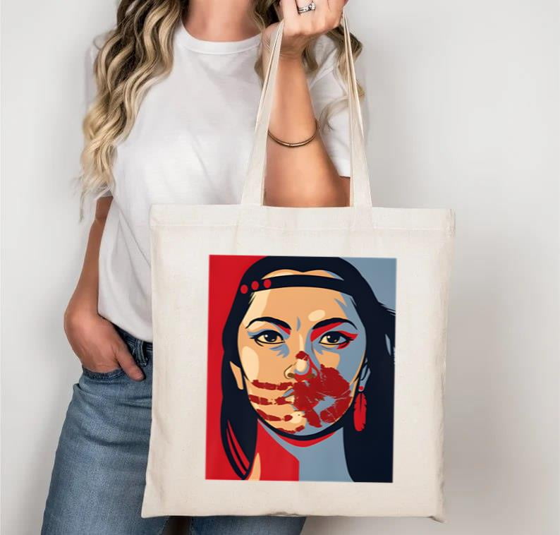 MMIW Awareness Indigenous Justice Native Rights Protest Art Red Tote ...