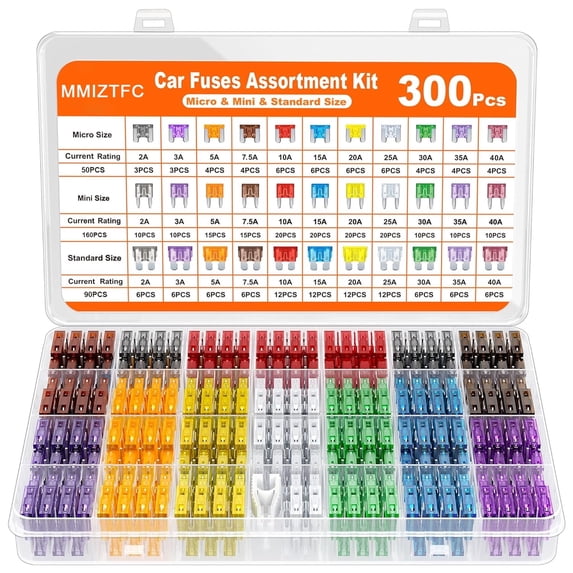 MMIZTFC, Car Fuse Assortment Kit, 300Pcs, Micro Mini Standard Sizes ...