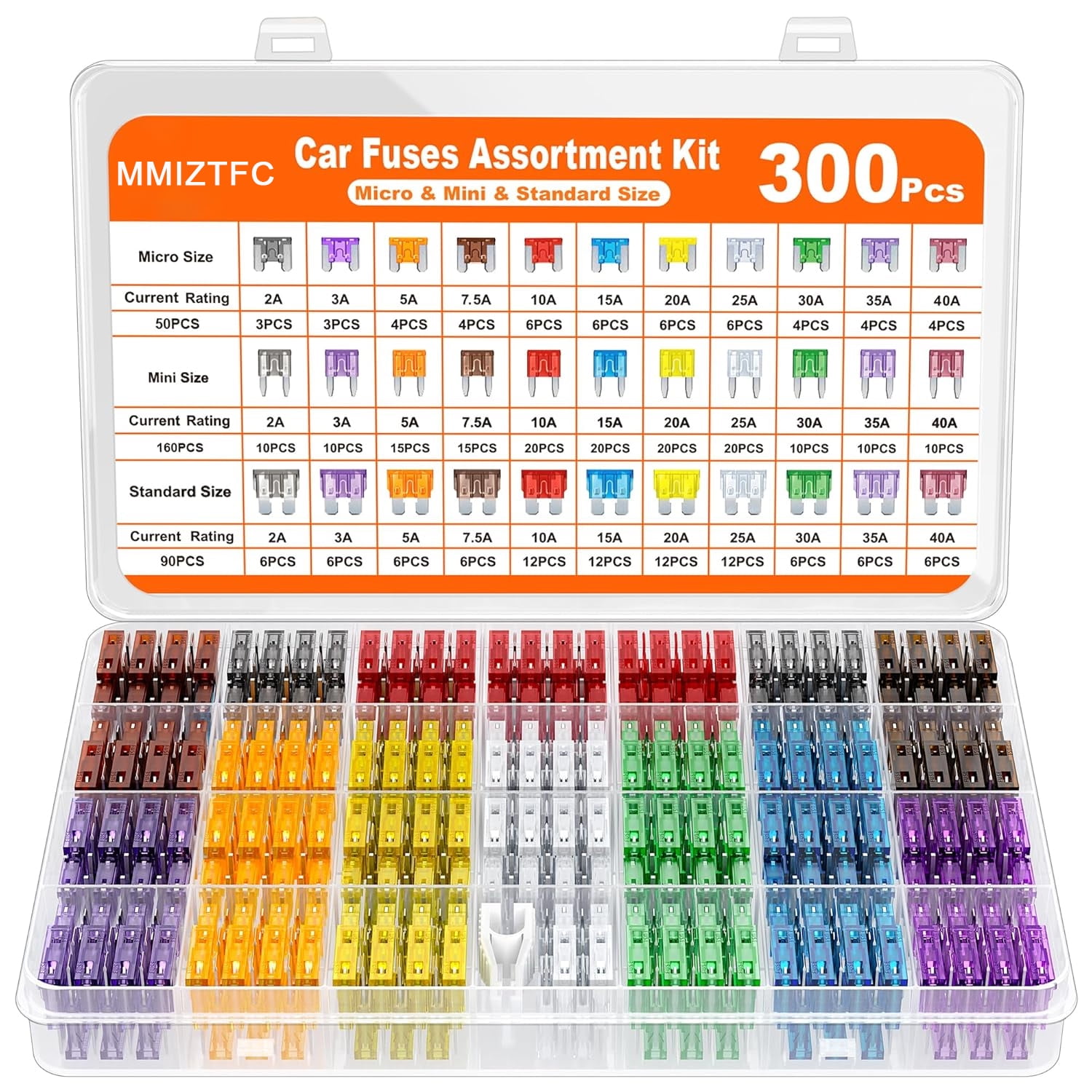 MMIZTFC 300Pcs Car Fuse Assortment Kit, Auto Fuses,Micro Fuse for Car ...