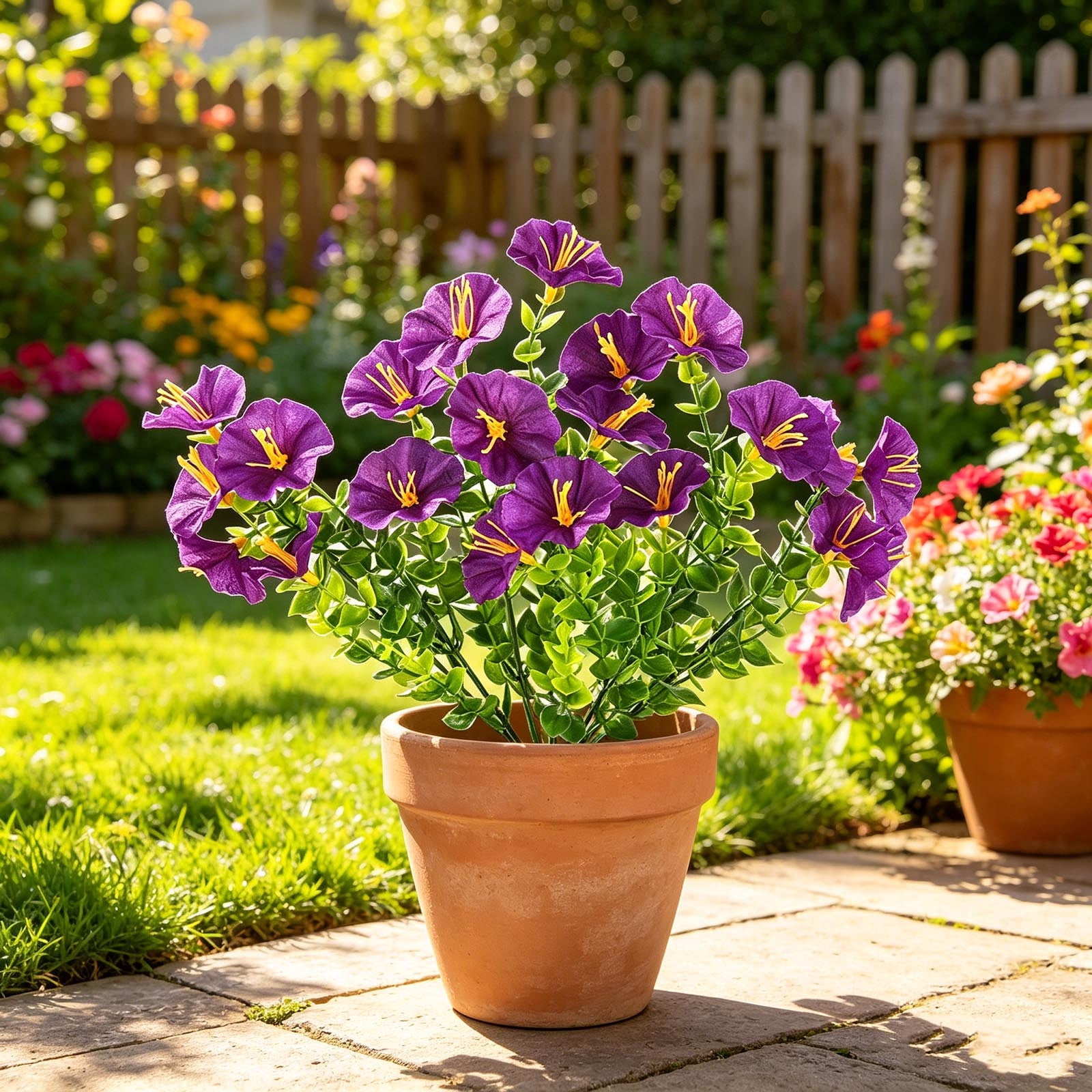 MMJ Artificial Flowers Trumpet Vine Bouquet Faux Outdoor Plants for ...
