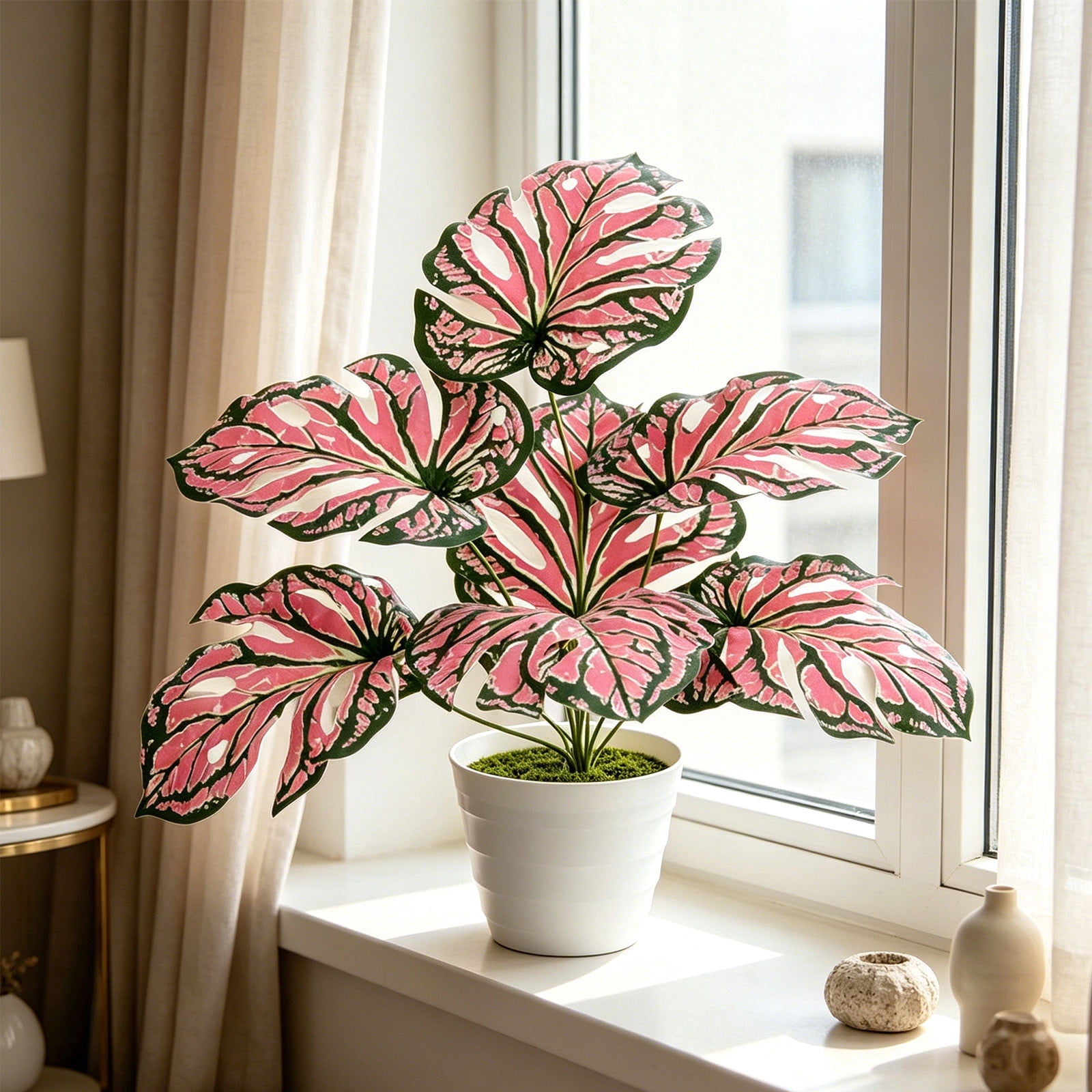 MMJ Artificial Plants Monstera Bonsai Potted Faux Tropical Desk Table ...