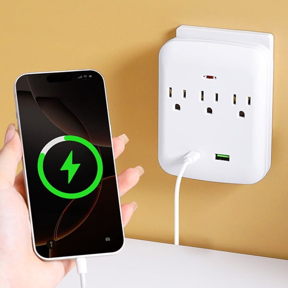 MMJ Compact Power Strip Travel Essentials 3 AC 1 USB 1 Type C Wall ...