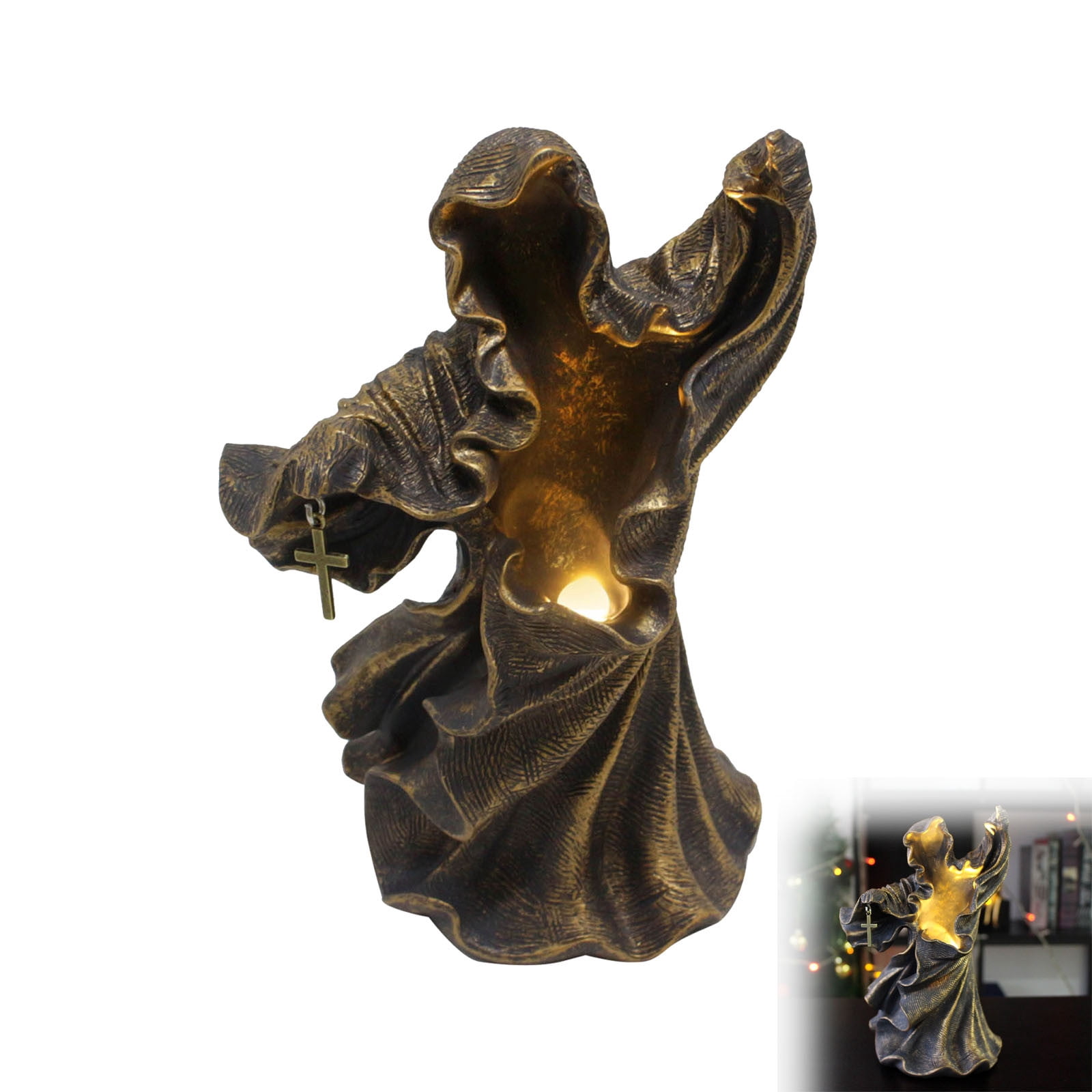 MMJ Faceless Ghost Statue Set of 2 with Built in Light for Halloween ...