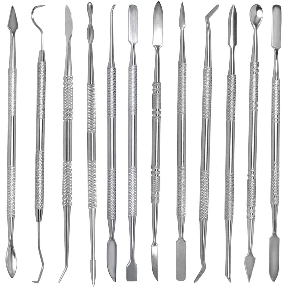 MMOBIEL 12 Pcs Stainless Steel Wax Carving Set Wax Carvers Chisel Tools Double-Ended Polymer ...
