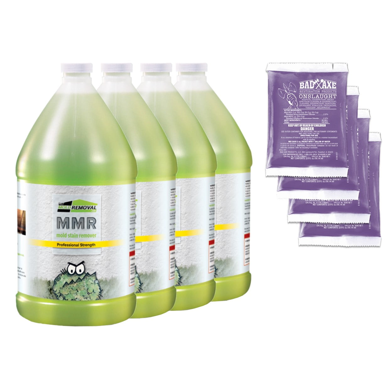 MMR44SPL MMR Pro (4)-1 gal. Instant Mold/Mildew Stain Remover and (4)-2 ...