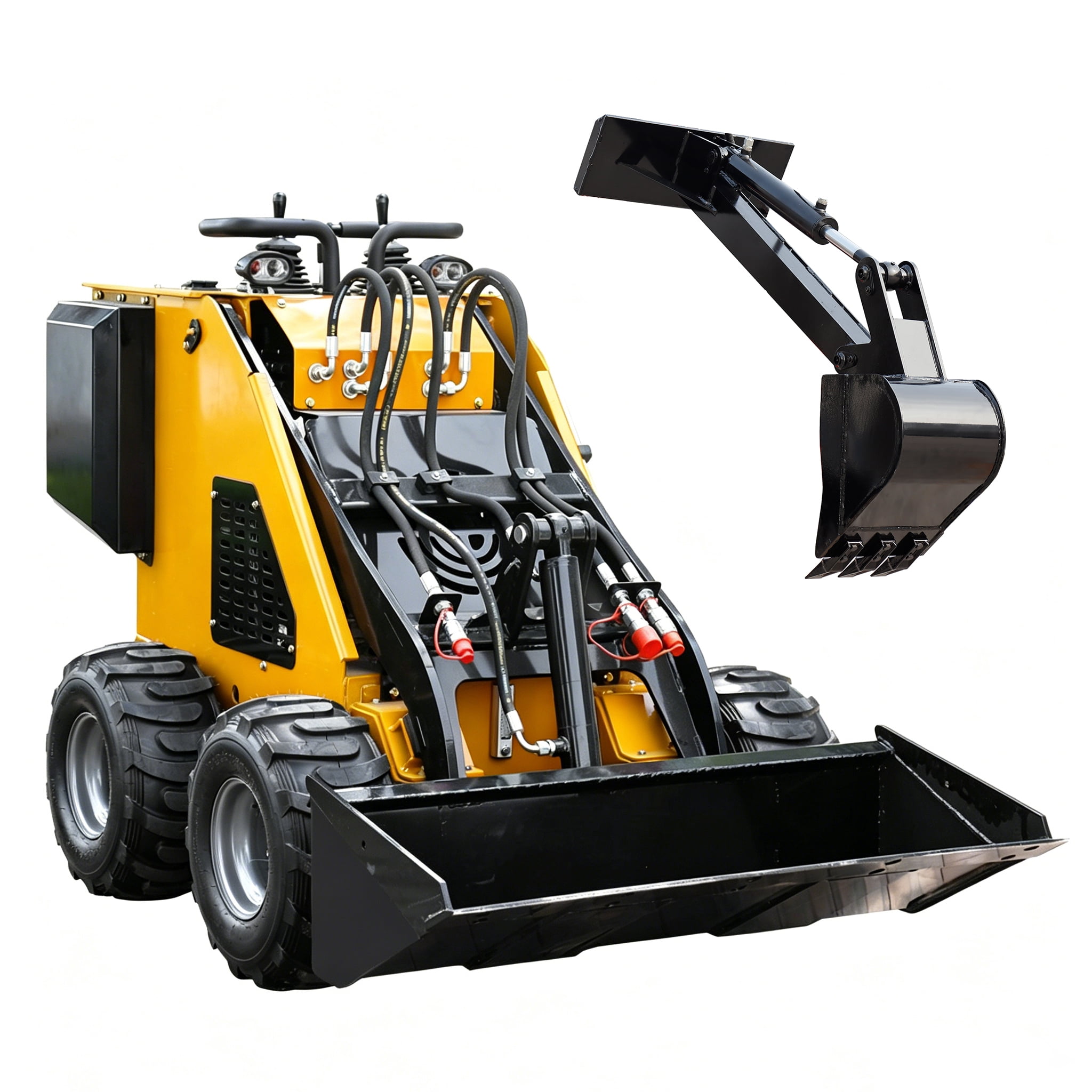 MMS Mini Skid Steer Loader with Excavator Digger, 13.5HP 420CC EPA ...