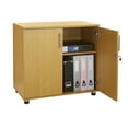 MMT Beech Locking Cupboard Bookcase, Desk-Height, Adjustable Shelves ...
