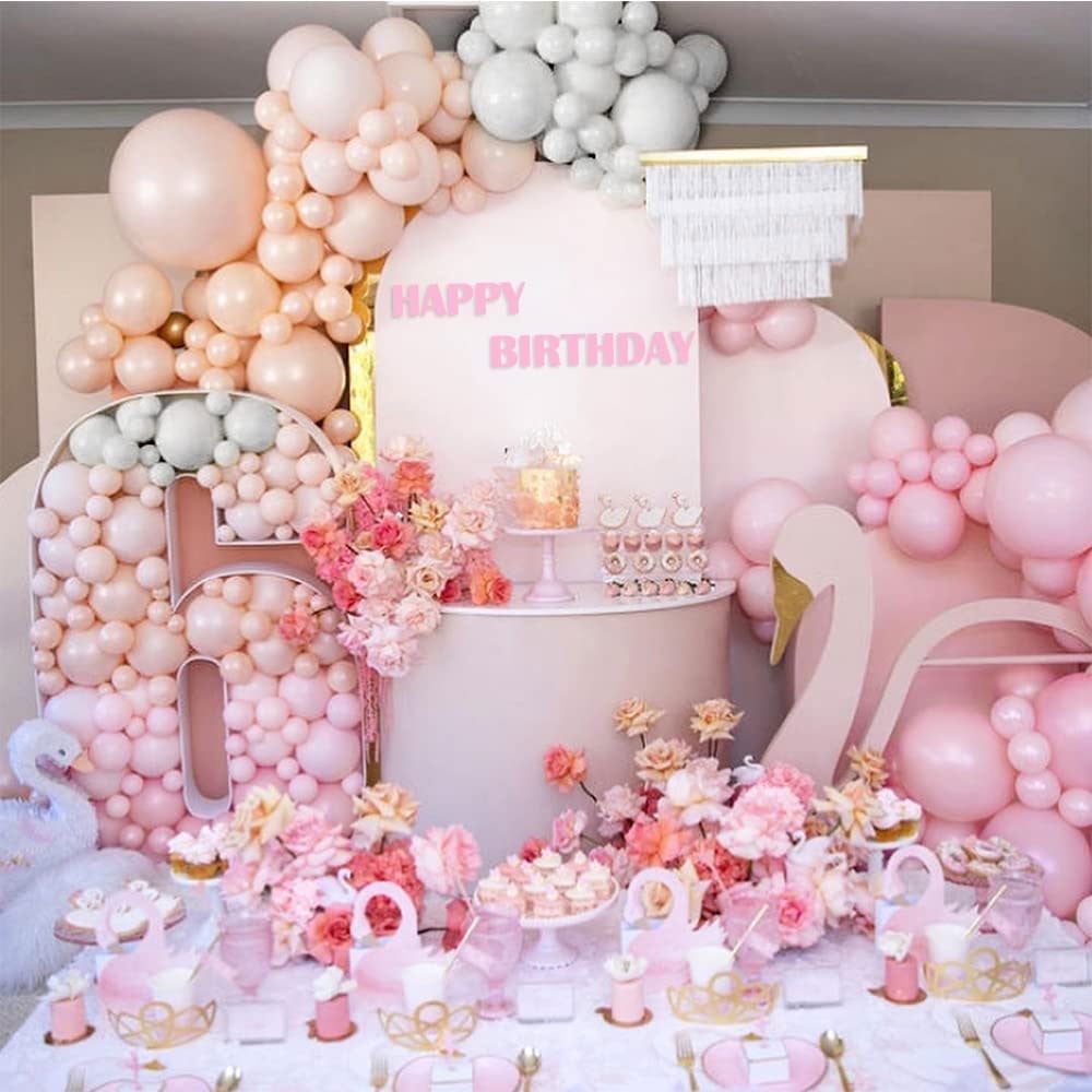 MMTX 121pcs Peach Pink Balloons Garland Kit with Pink Peach Gray ...