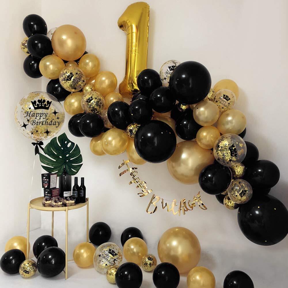 MMTX 1st Black Gold Birthday Party Decoration for Boy, Gold Number 1 ...