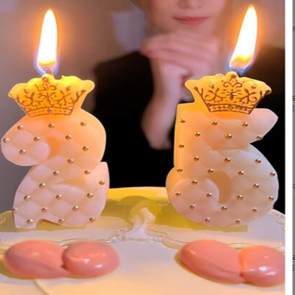 MMTX 3.54" Large Glitter Number Candles for Birthday Cakes with Golden ...