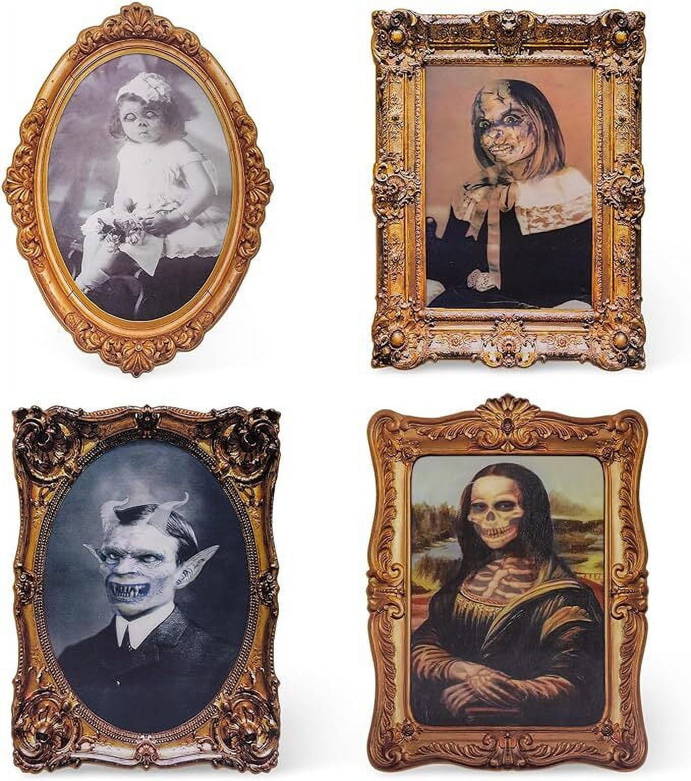 MMTX Halloween 3D Changing Face Portraits, 4 Pcs Horror Moving Picture ...