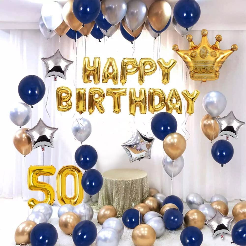 Mmtx Navy Blue 50th Birthday Party Decorations Royal Blue And Gold