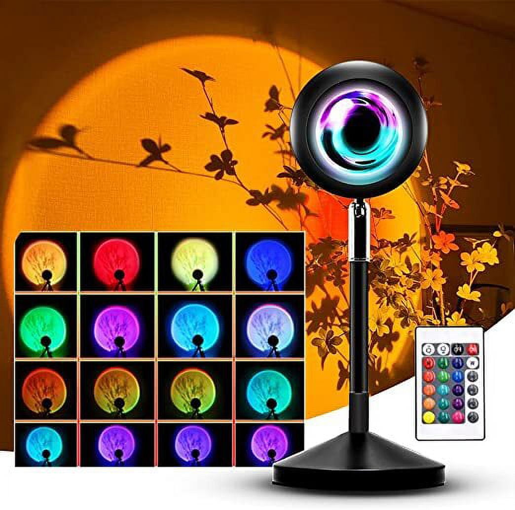 MMTX Sunset Lamp Projection, 17 Colors Sunset Rainbow Lamp Adjustable RGB Brightness, 180 ...