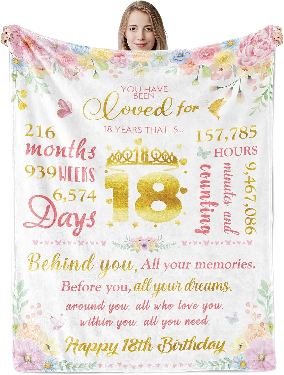 MMYGU 18 Year Old Birthday Throw Blanket for Daughter Sister Happy 18th ...
