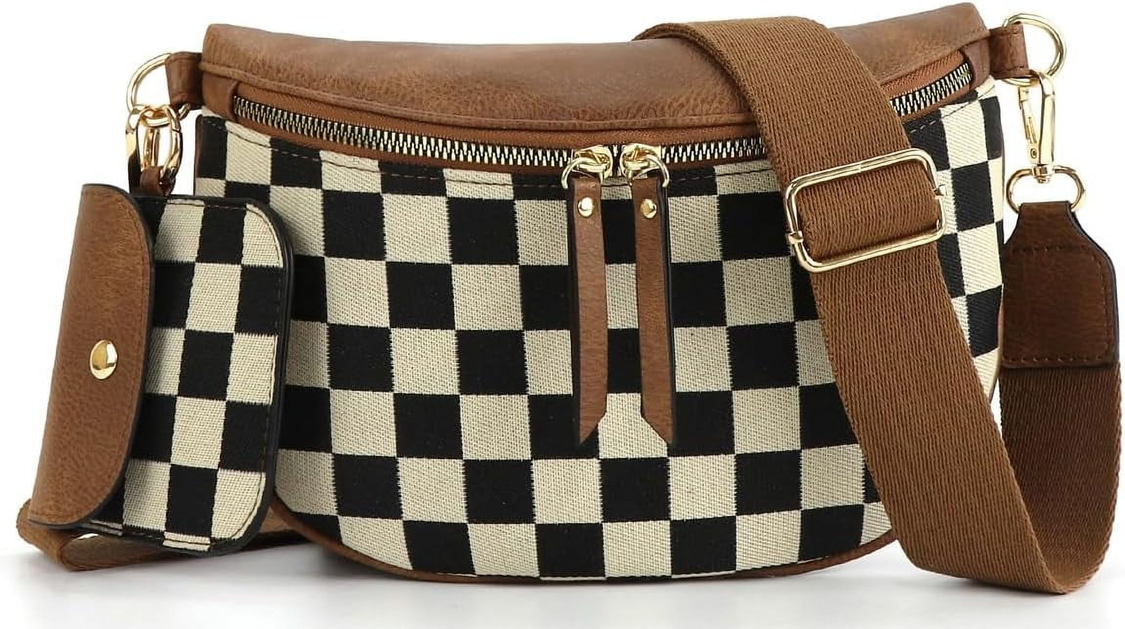 MMYGU 2 Pcs Checkered Crossbody Bags for Women Bum Bag Checkered Cross ...