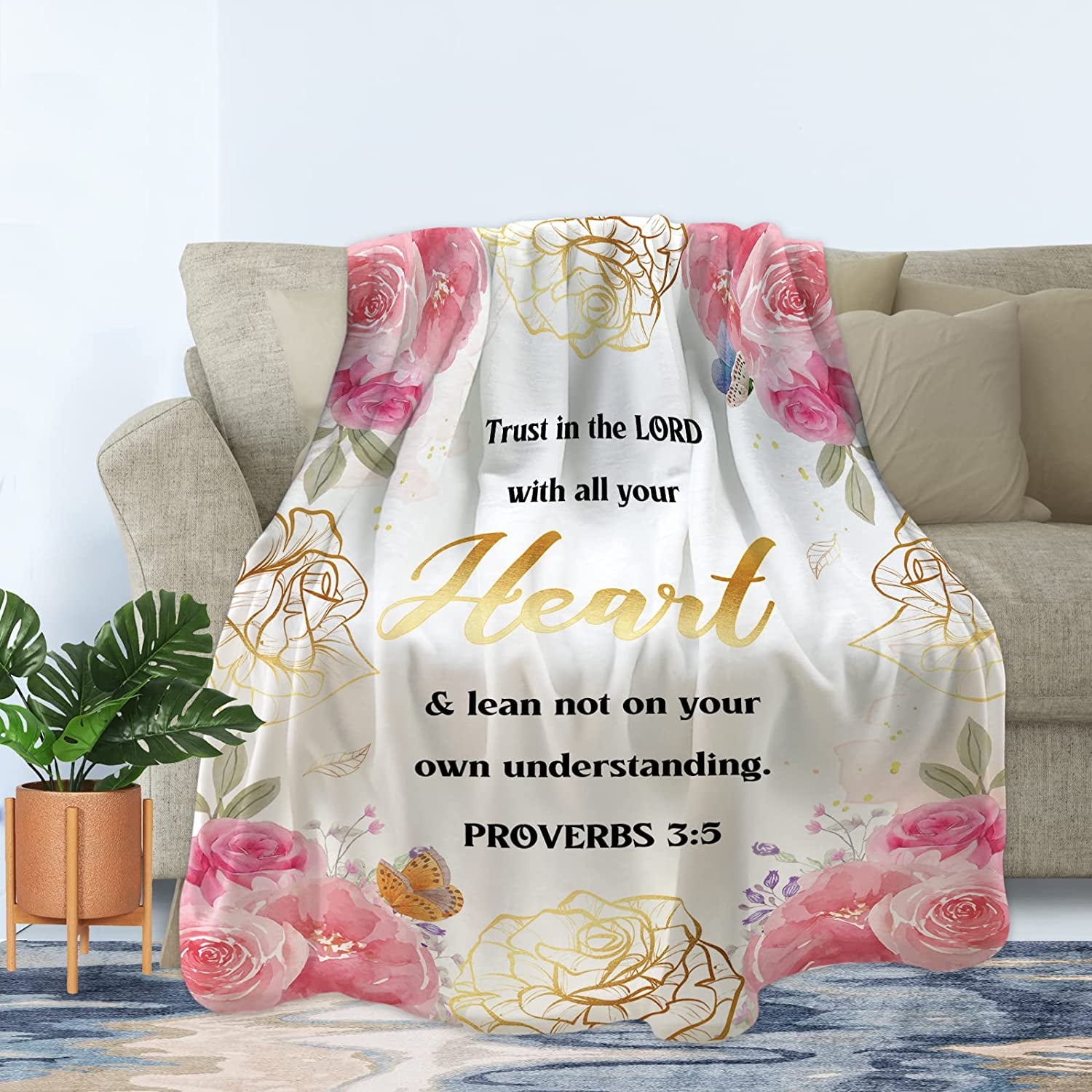 MMYGU Christian Blanket Soft Lightweight Bible Verse Blankets Warm ...