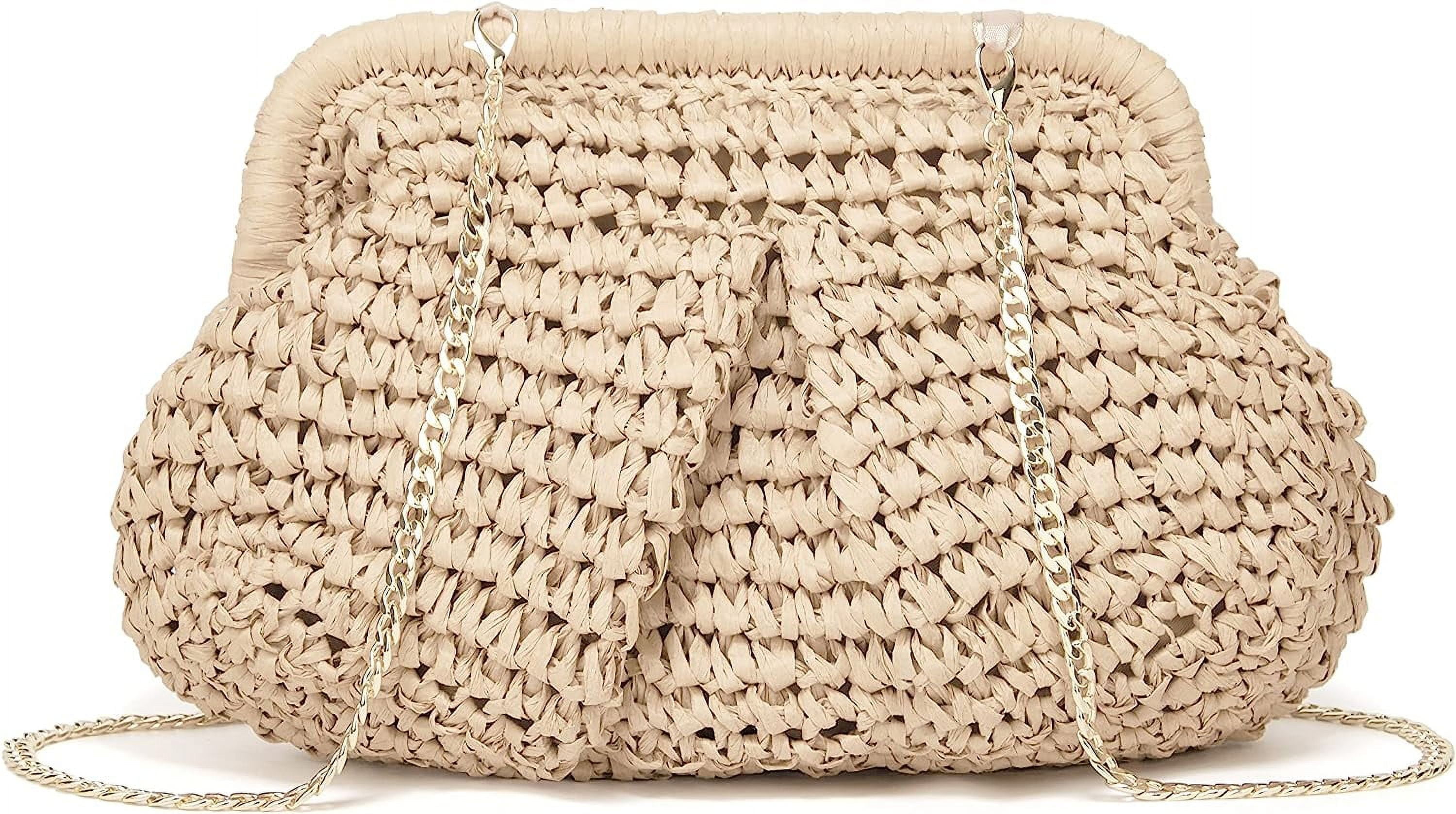 MMYGU Women Straw Crossbody Clutch Purse Straw Shoulder Handbag Cloud ...