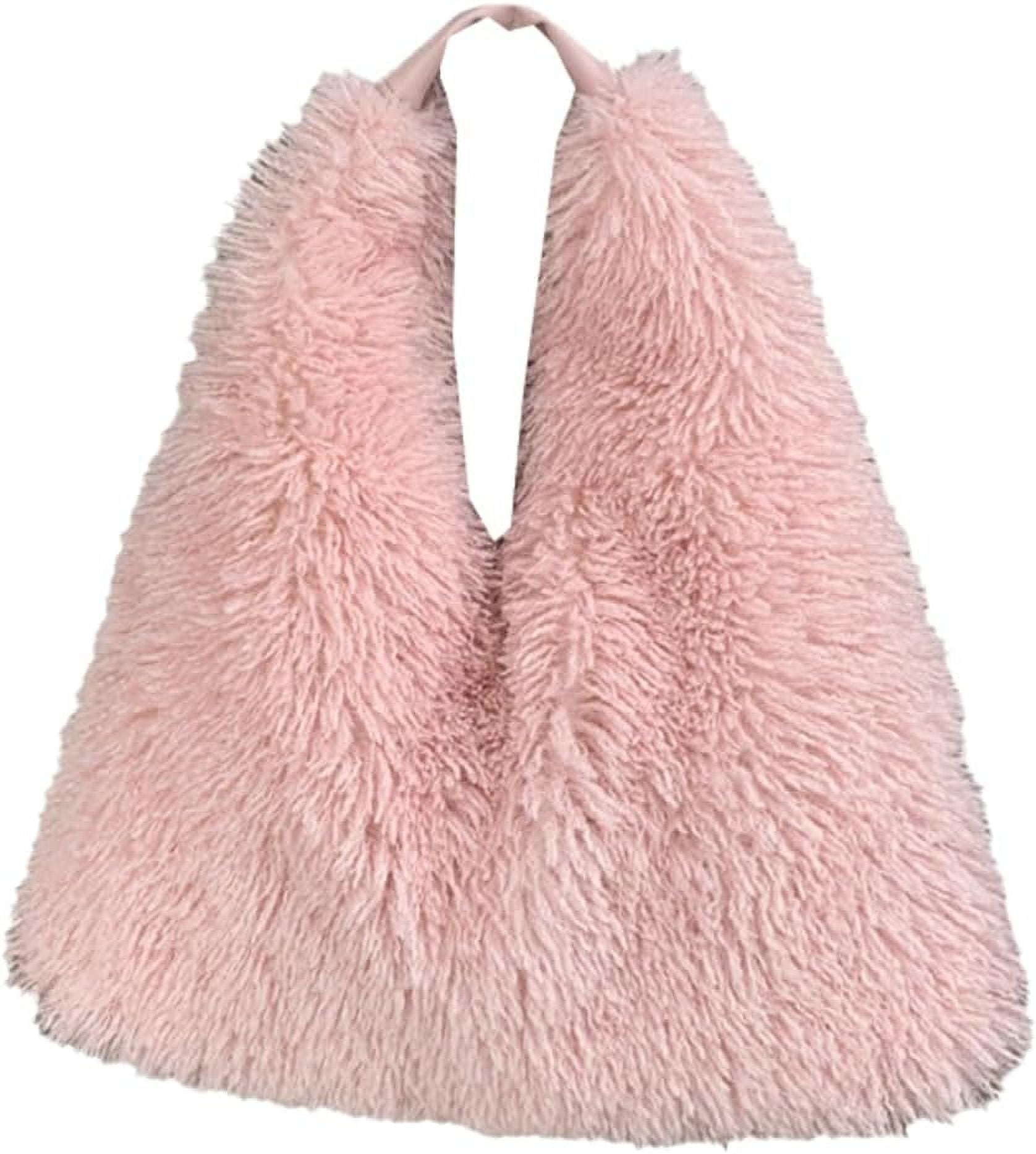 MMYGU Women's Furry Faux Fur Shoulder Bag Fluffy Plush Hobo Bag Soft ...