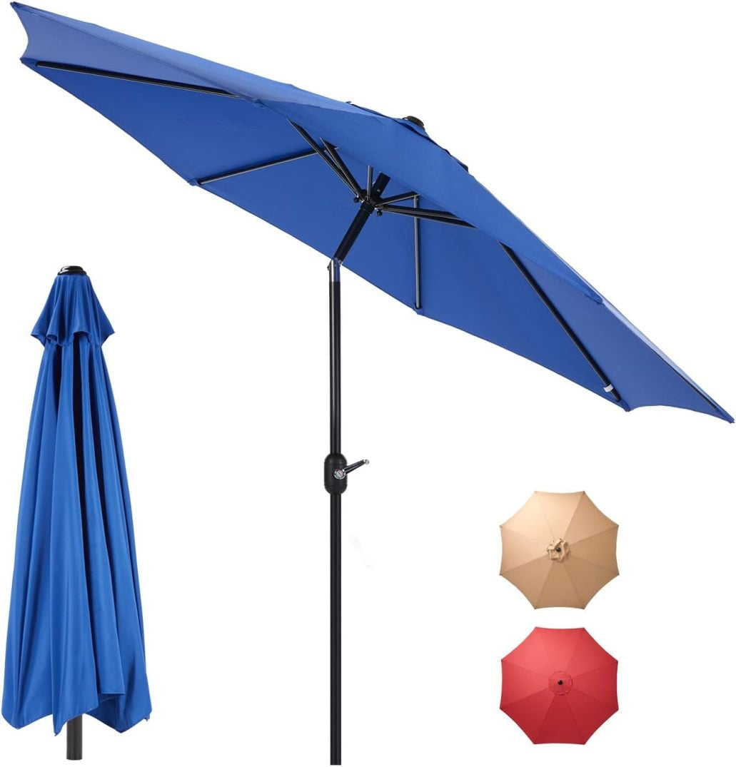 MMZP 9FT Outdoor Patio Umbrella with Push Button Tilt and Crank, Table ...