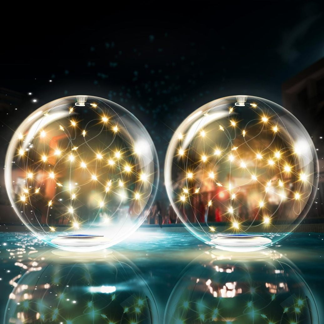 MMZP Fairy Floating Pool Lights Solar Powered - 14" Inflatable ...