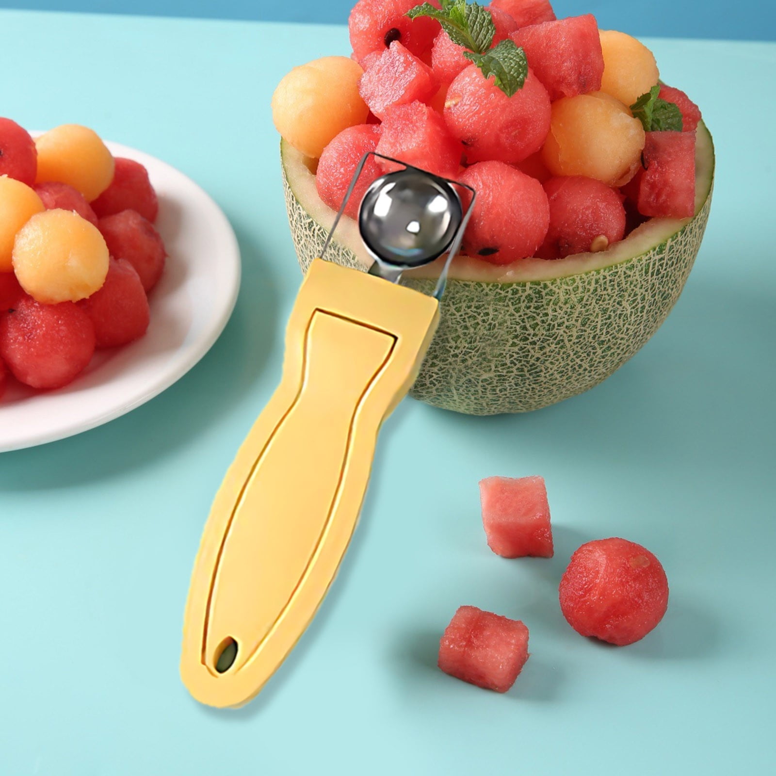 MNBFYX 2 in 1 Melon Baller Scoop Stainless Steel Watermelon Knife Dig ...