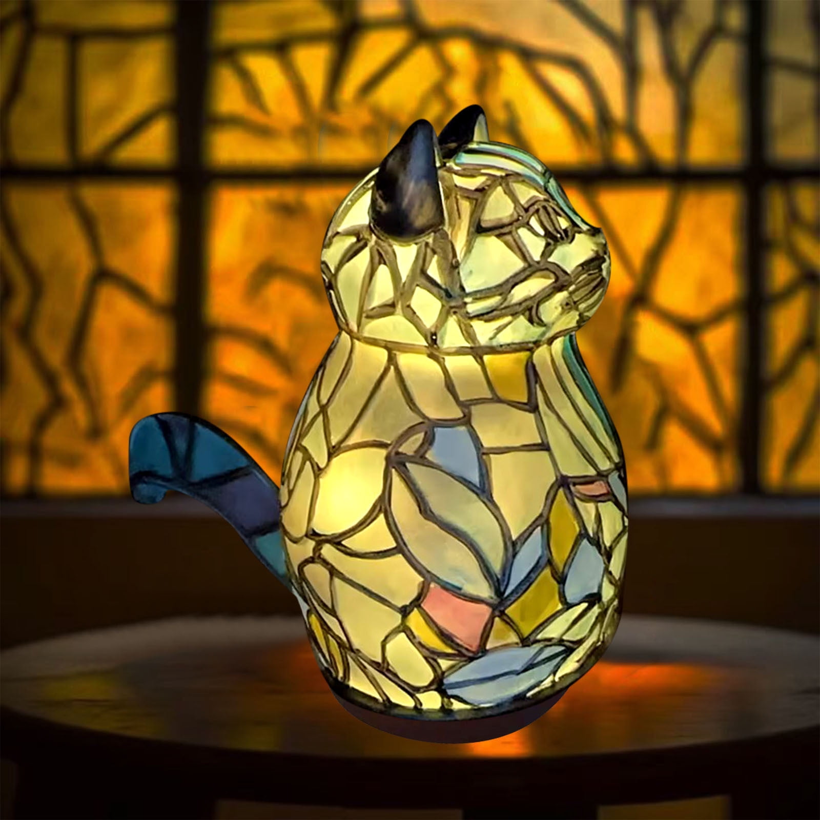 Stained Glass Cat Lamp