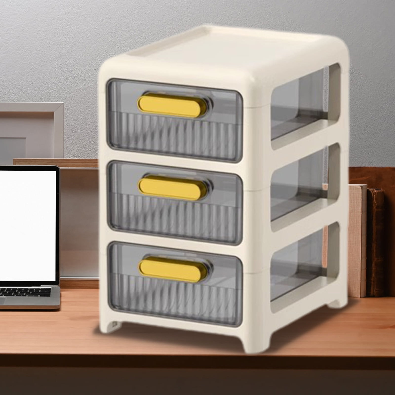 MNBFYX Desk Organizer with 3 Drawers Clear Plastic Desk Storage Box ...