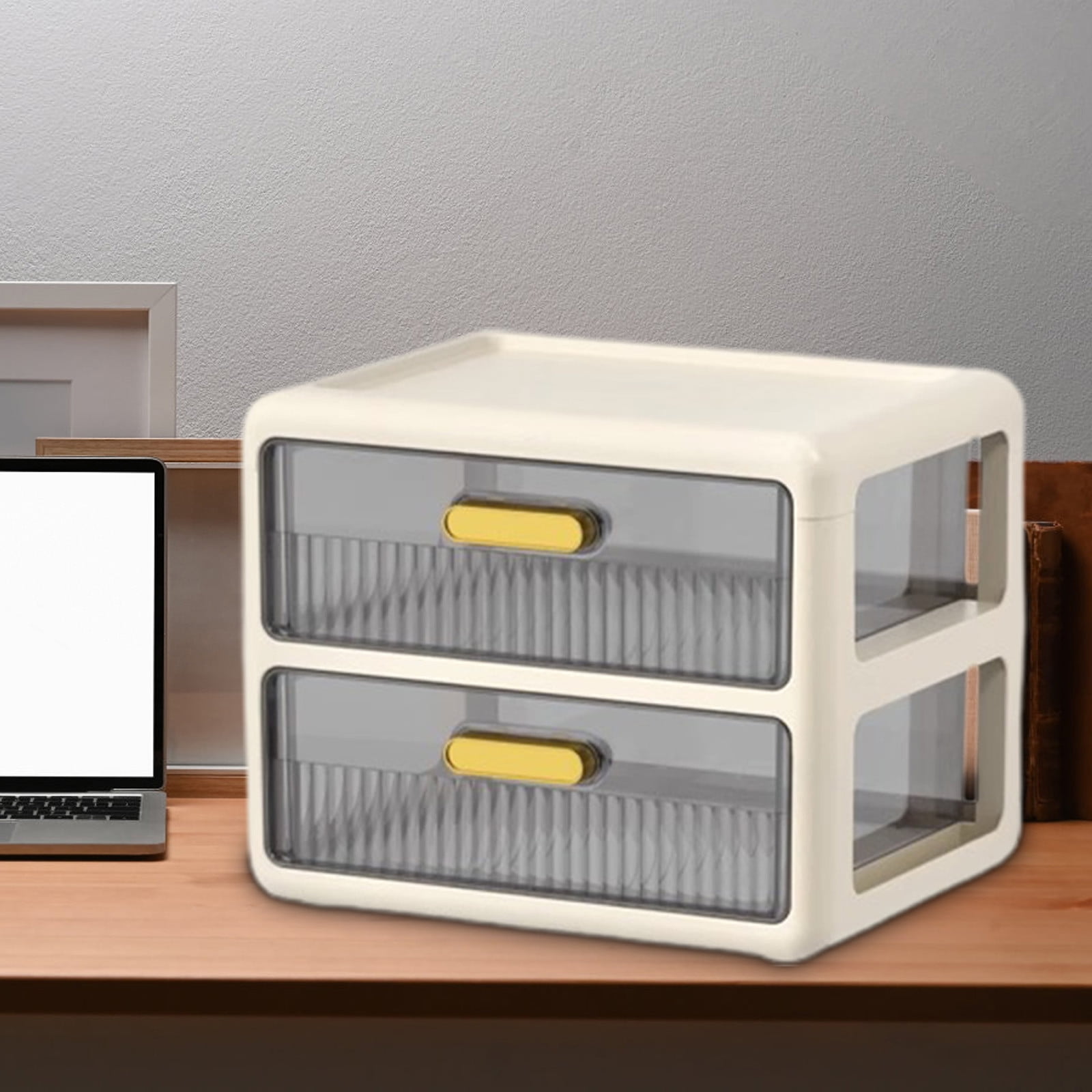 MNBFYX Desk Organizer with 3 Drawers Clear Plastic Desk Storage Box ...