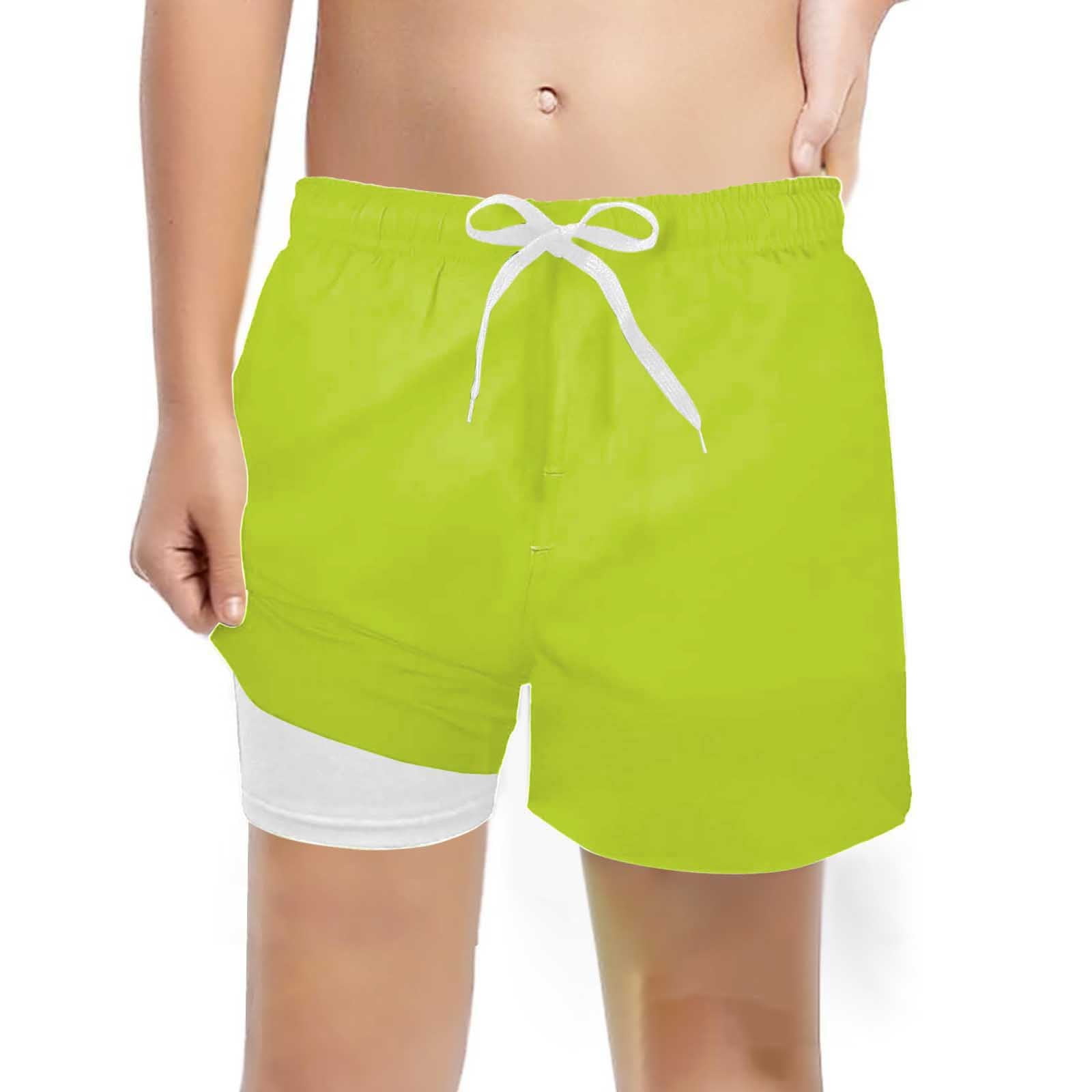 MNCEKFOD Boys Swim Trunks Trendy Drawstring High Waisted Swim Shorts ...