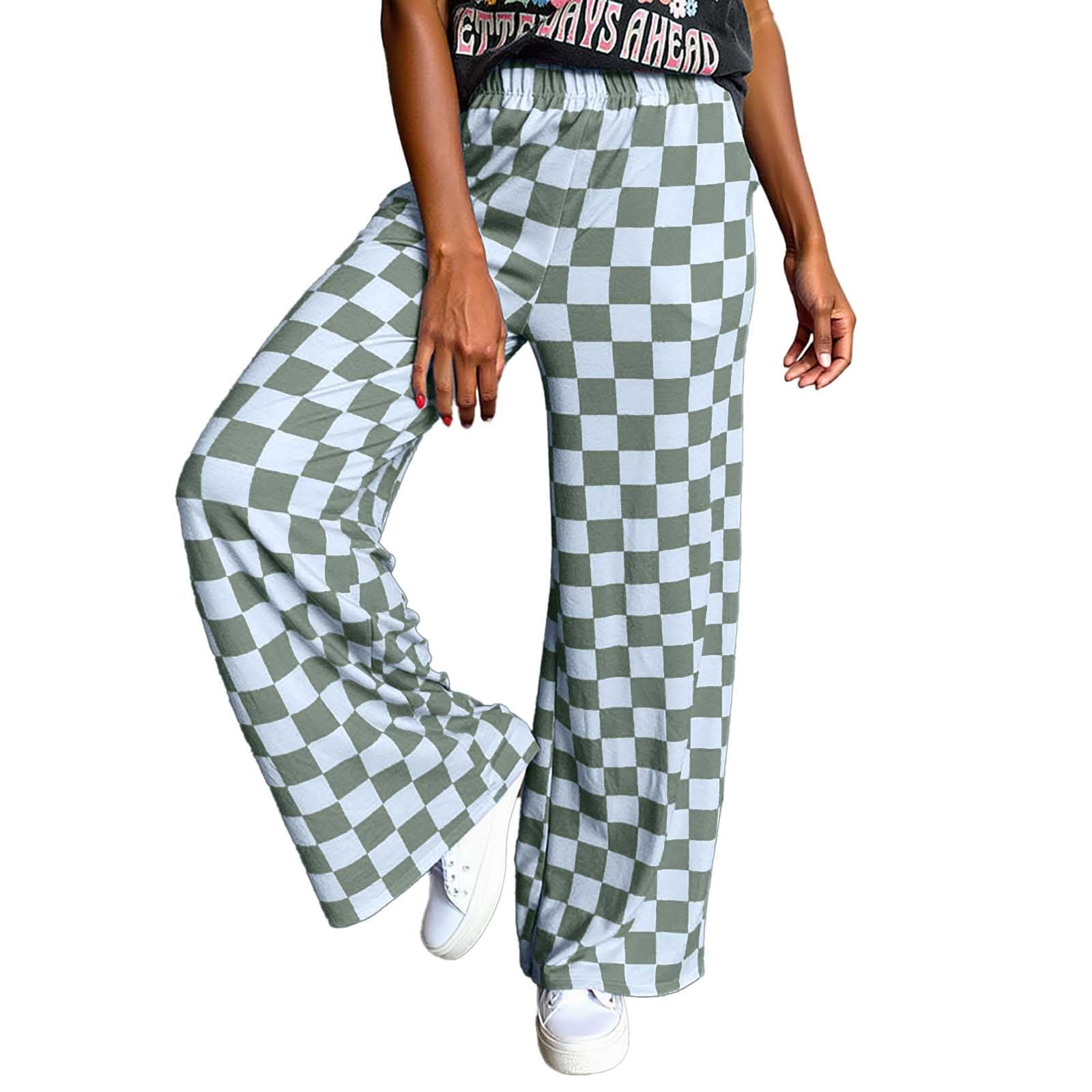 MNCEKFOD Culottes for Women 2025 New Casual Loose Checkered Wide Leg ...