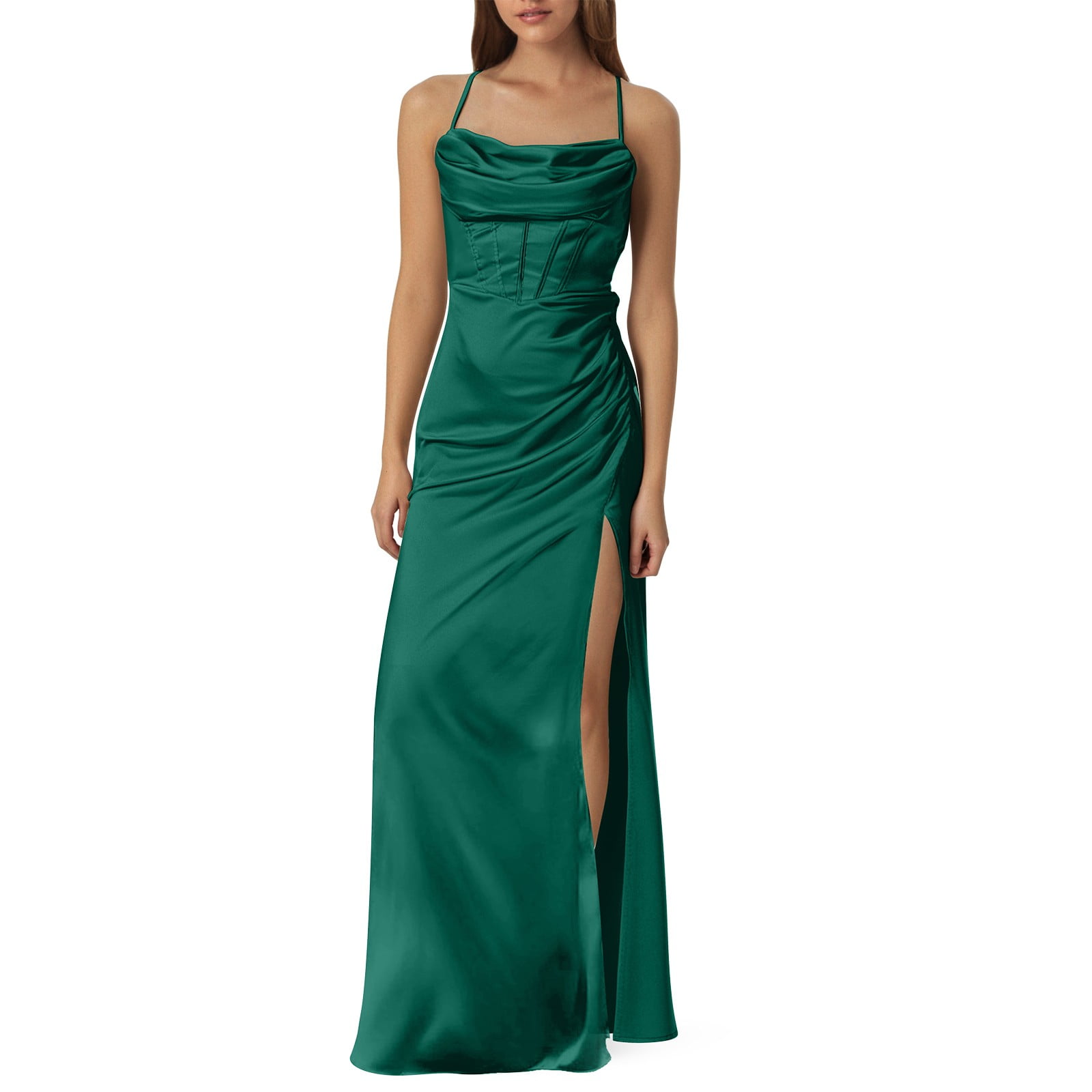 MNCEKFOD Dresses for Women 2025 Sexy Satin Corset Maxi Dress Strap Push ...