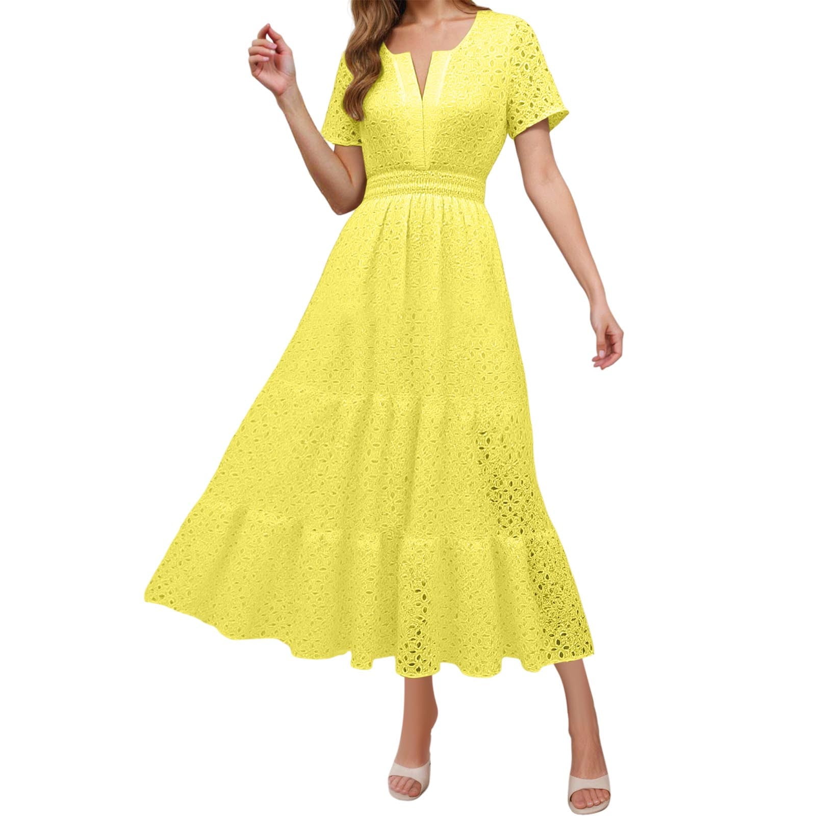 MNCEKFOD Dresses for Women 2025 Short Sleeve Maxi Dress Casual V Neck ...